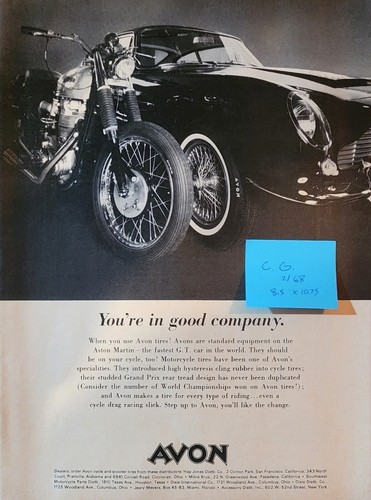 1968 Cycle Guide original Avon Tire Vintage Motorcycle Car Chopper Ad ...