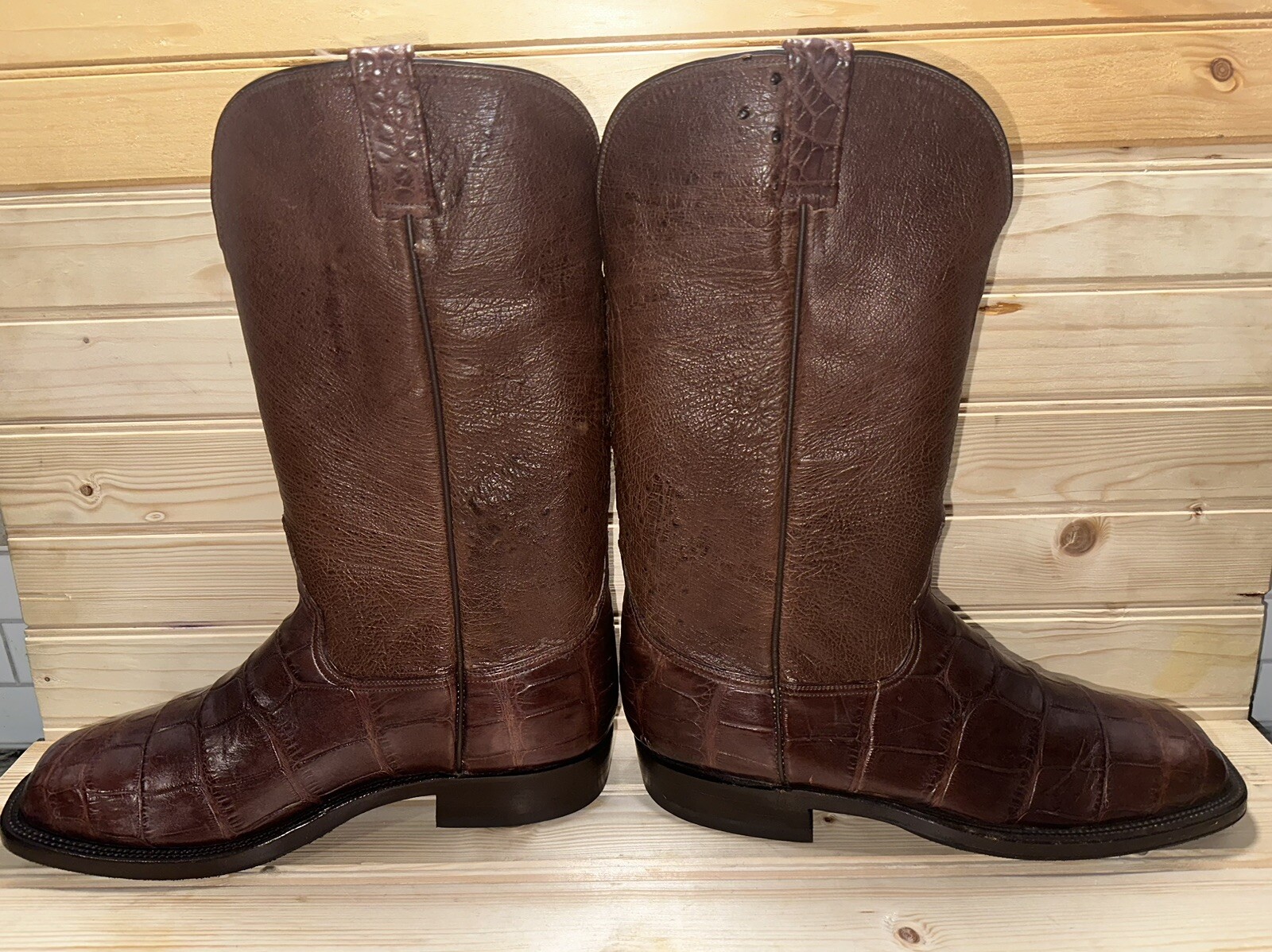 Rare Exotic Custom Giant Gator Cowboy Boots With Ostr… - Gem