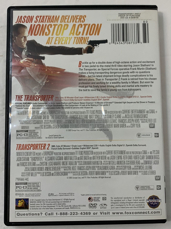 Transporter/Transporter 2 DVD 2015 Jason Statham 24543087335| eBay