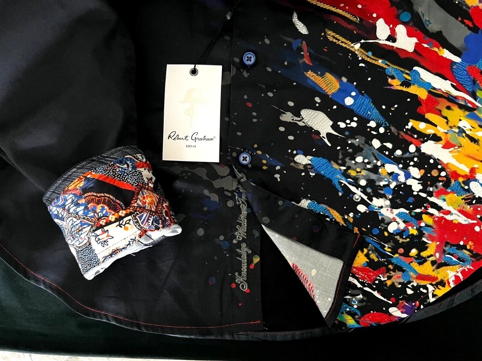 Robert Graham KNIGHTSBRIDGE Mototcross Paint Splash Geo Embroidered 2XL ...