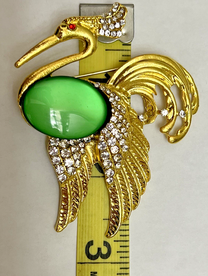 Crystal Rhinestone Bird Brooch Parrot Peacock Pin Swan Vintage Green ...