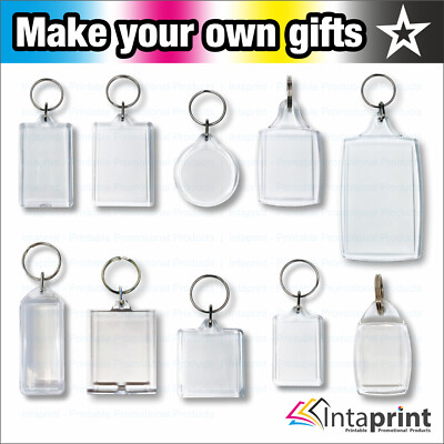 Blank Promotional Acrylic Keyring Photo Plastic Fob Plain Keytag Clear ...
