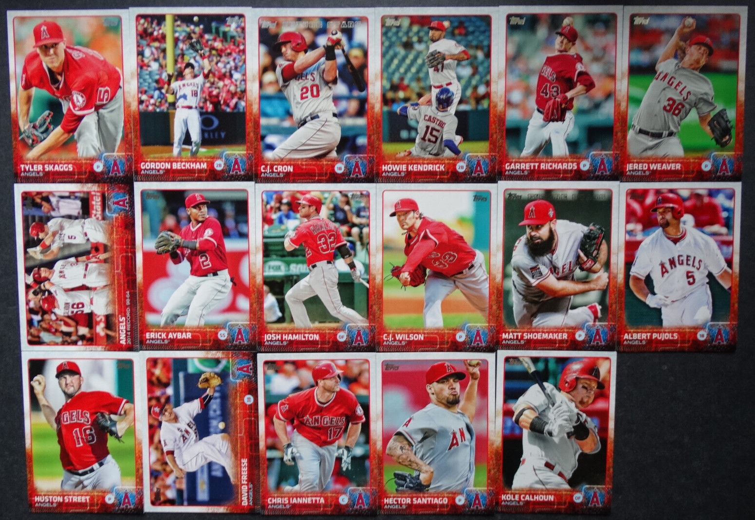2015 Topps Series 1 & 2 Los Angeles Angels Team Set 17 Baseball Cards ...