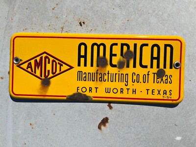 Vintage AMERICAN Manufacturing Co Texas PORCELAIN Pumpjack Sign AMCOT ...
