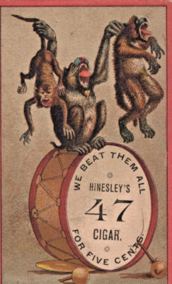 Hinesley 5 Cent Cigars Tobacco Card Playful Monkeys ANTIQUE TRADE CARD ...