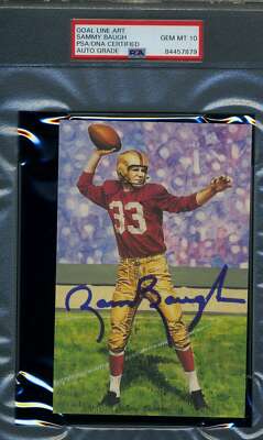 Sammy Baugh Gem Mint 10 PSA DNA Slabbed Signed Goal Line Art Card ...