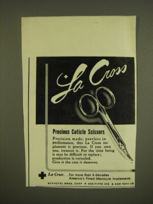 1945 La Cross Cuticle Scissors Ad - La Cross Precious cuticle scissors ...