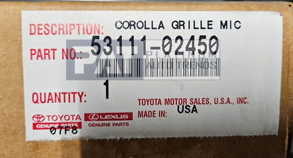 GENUINE TOYOTA COROLLA 2009-2010 GRILLE ASSEMBLY US BUILT, 53111-02450 ...