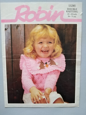 CHILD'S BUNNY PICTURE JUMPER, 4sizes 51-71cm 8ply - ROBIN Knitting ...