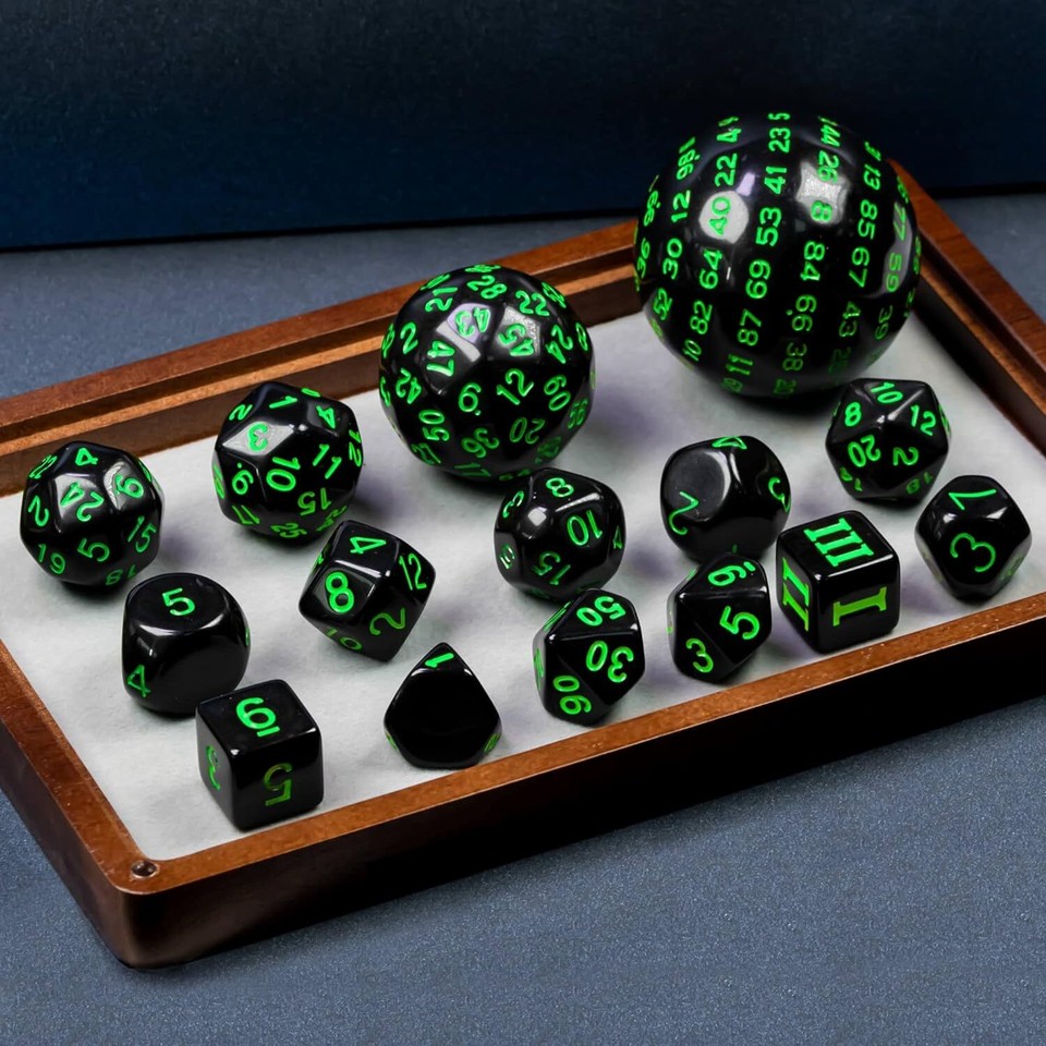 15 Pieces Complete Polyhedral DND Dice Set D3-D100 Spherical D&D Dice ...