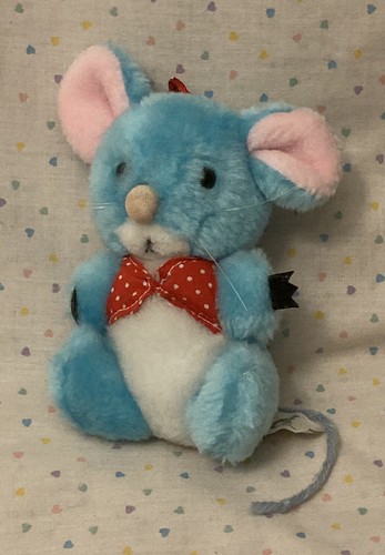 Vintage Ace Novelty Pastel Blue Mouse Stuffed Animal Plush Red Vest 5 ...