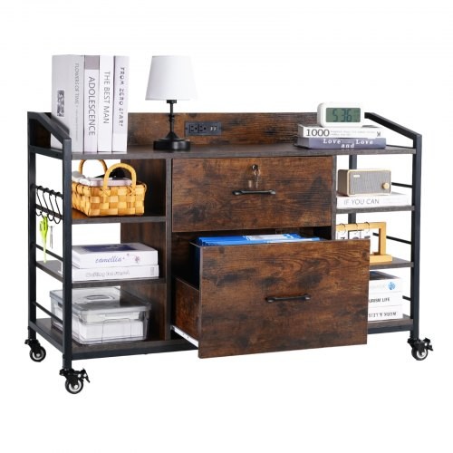 VEVOR 2 Drawers Metal File Cabinet, Lateral Filing Cabinet with Lock ...