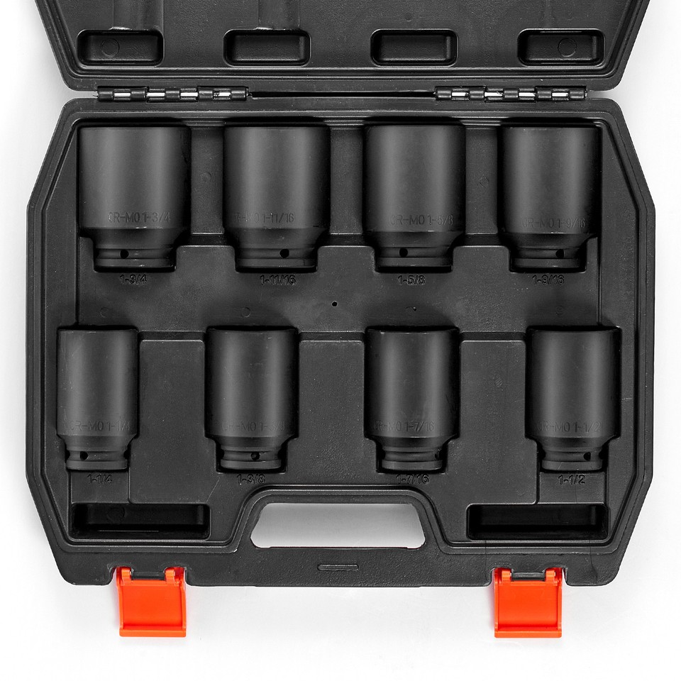 Axle Nut Impact Socket Set 3/4" Deep Drive 6-Point 8PCS SAE Spindle ...