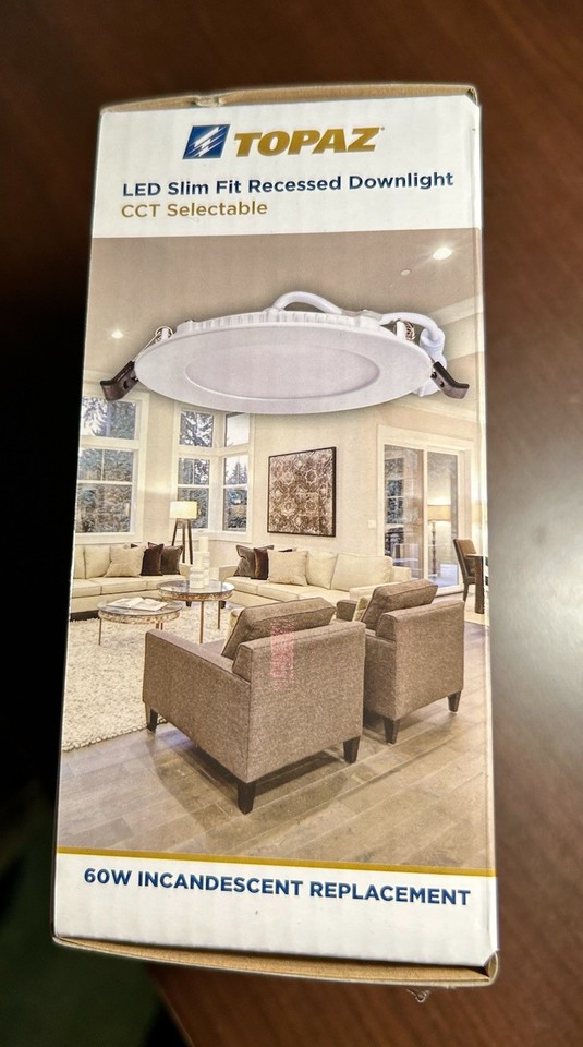 Topaz 4" CCT Selectable, LED Slim Fit Recessed Downlight, 9W, White ...