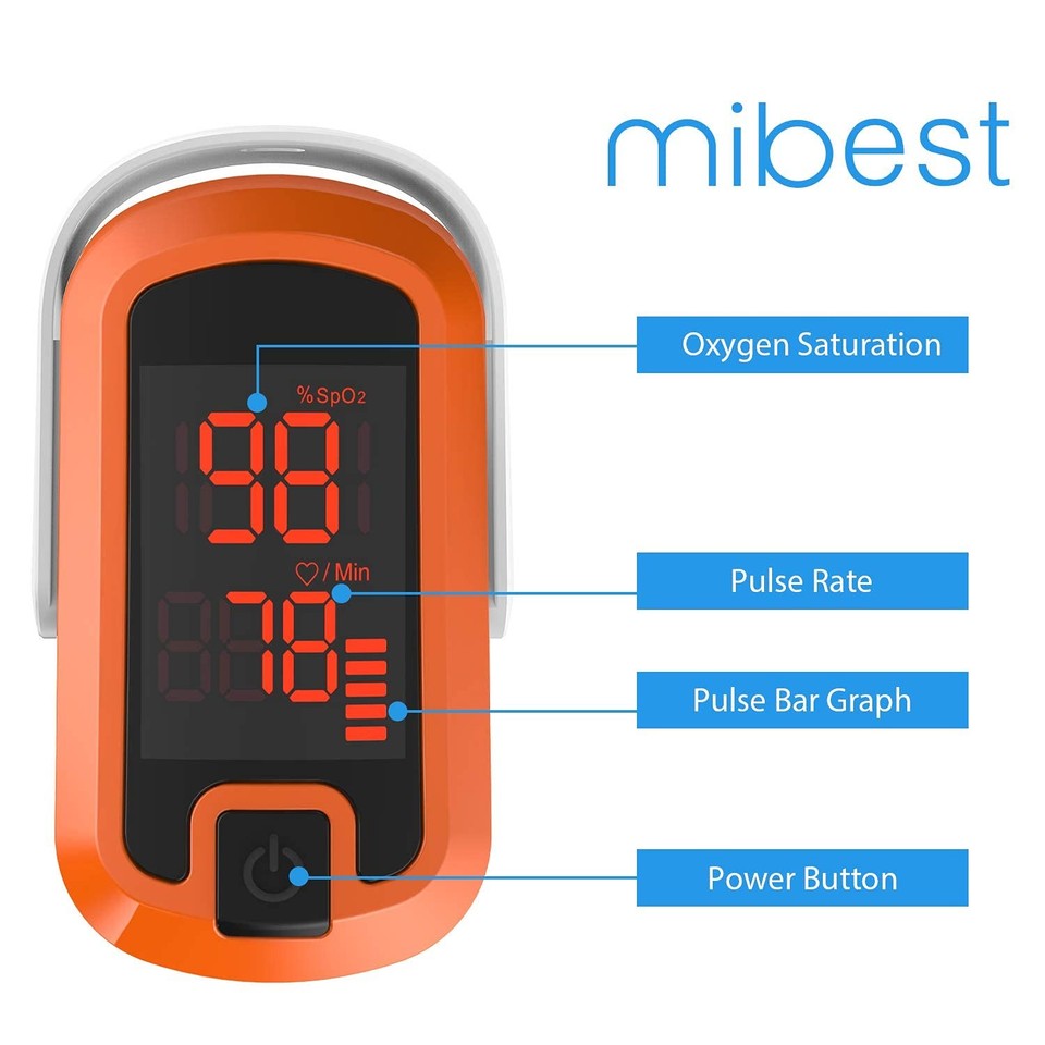 Orange LED Finger Pulse Oximeter - Blood Oxygen Saturation Monitor ...
