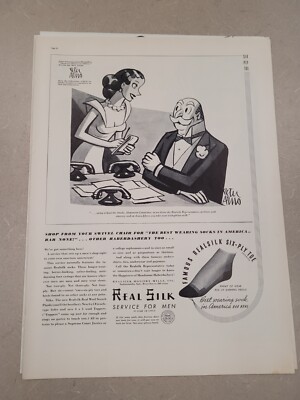 1937 VTG Orig Magazine Ad Real Silk Nylons At 10:00 The Smoke Abatement ...