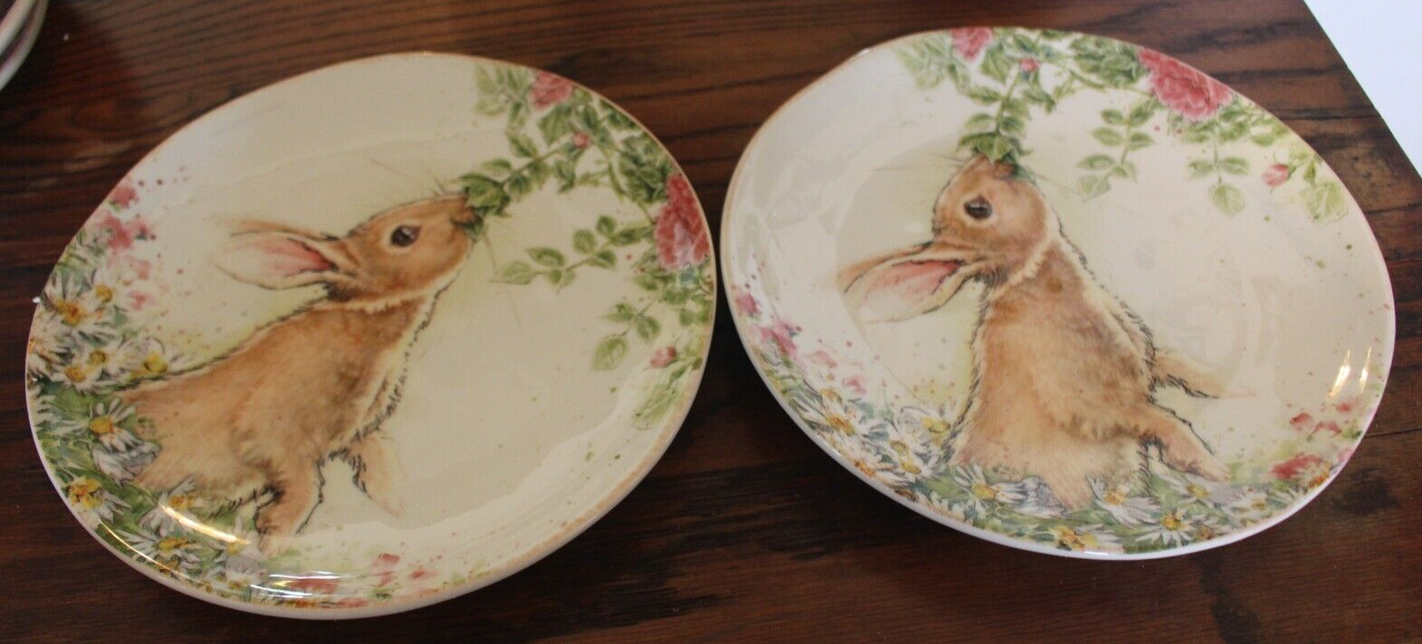 Set of 2 NEW Southern Living Floral Bunny Accent Plates Nibbles | eBay
