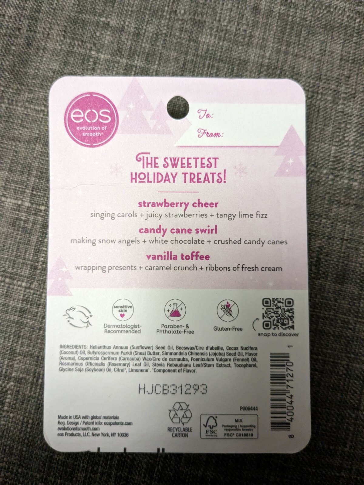 EOS Holiday Limited Edition Lip Balm Sticks Lip Care Variety Pack Of 3 ...