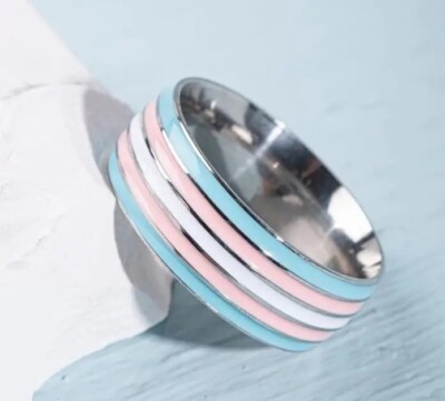LGBTQ+ Pride Transgender Bisexual Promise Stainless Steel Band Ring ...