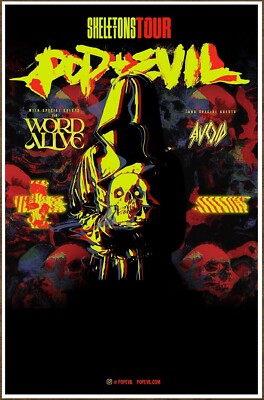 POP EVIL | WORD ALIVE Skeletons Tour 2023 Ltd Ed RARE Poster +BONUS ...