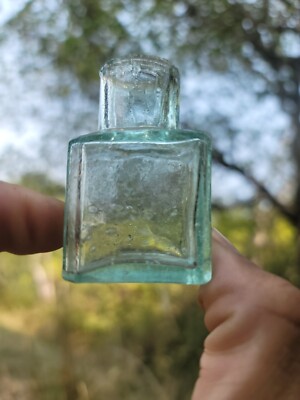 1880s Old Light Aqua English Inkwell☆ Antique Ink Bottle! | eBay