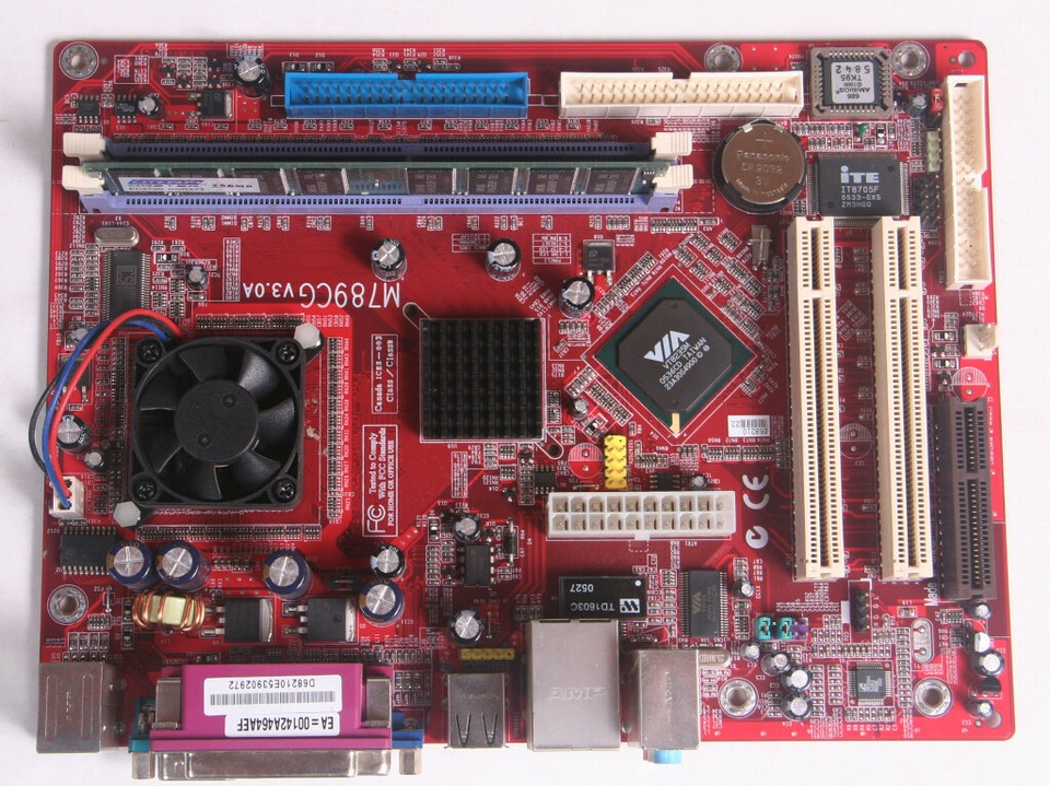 M789CG V3.0A Motherboard with 256MB RAM, uATX, Via C3 2000+ 800MHz ...