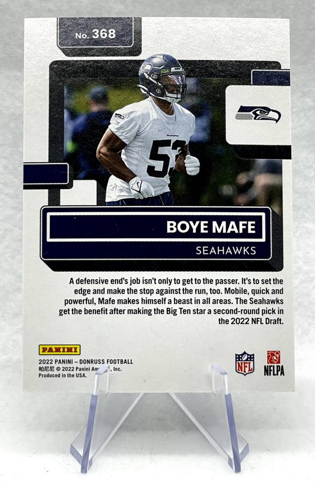 Boye Mafe 2022 Panini Donruss #368 RC Seattle Seahawks | eBay