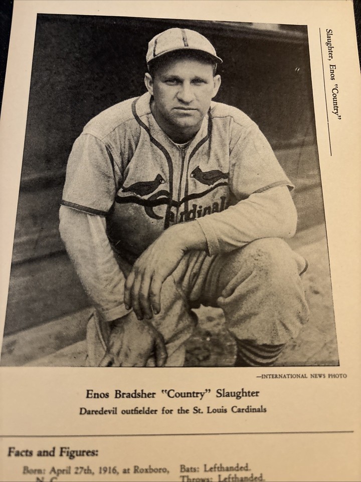 1946-49 BASEBALL~ENOS SLAUGHTER (HOF) SPORTS EXCHANGE W603 7x10 CARD ...