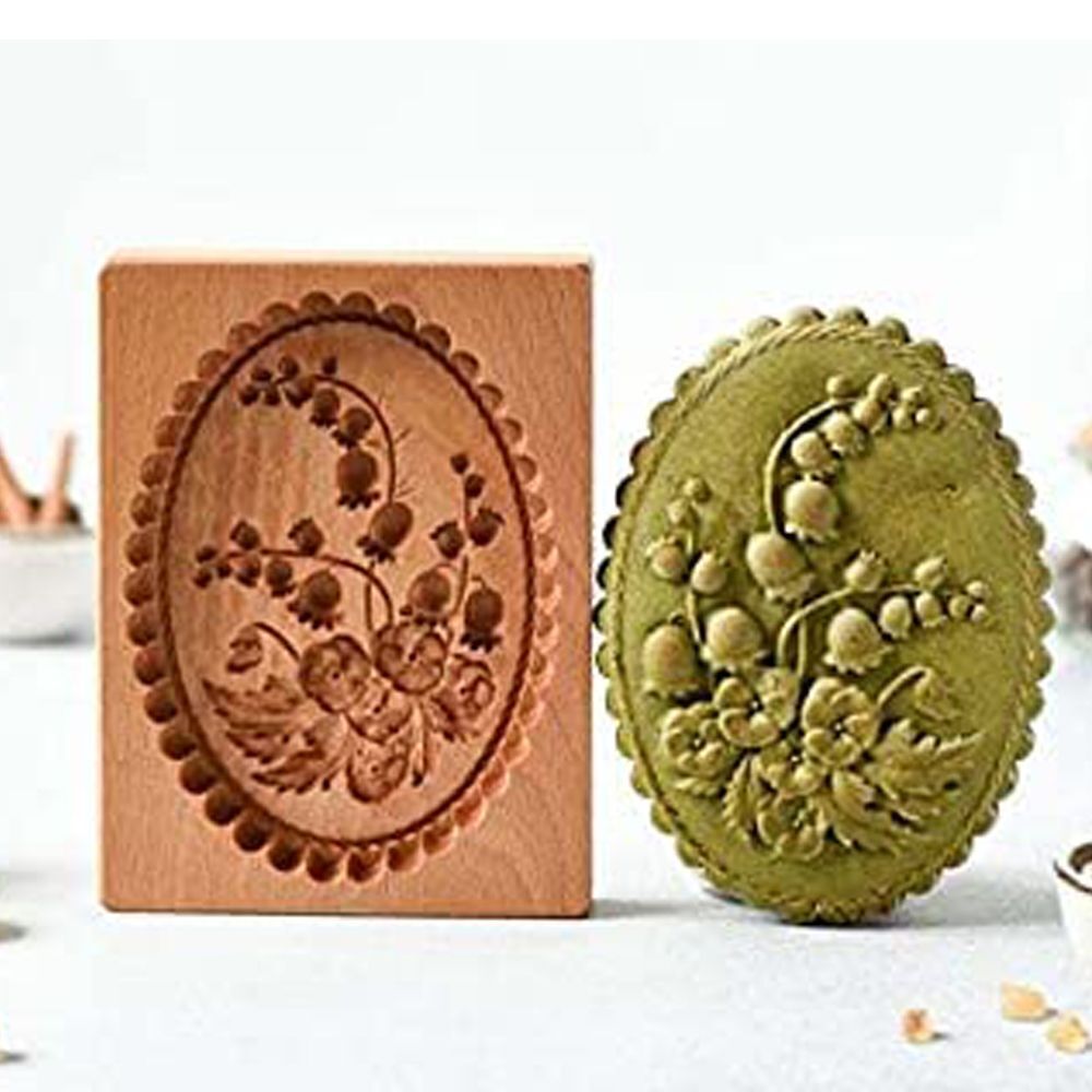 Shortbread Mold Carved Cookie Cutter Molds Wooden Gingerbread Cookie ...