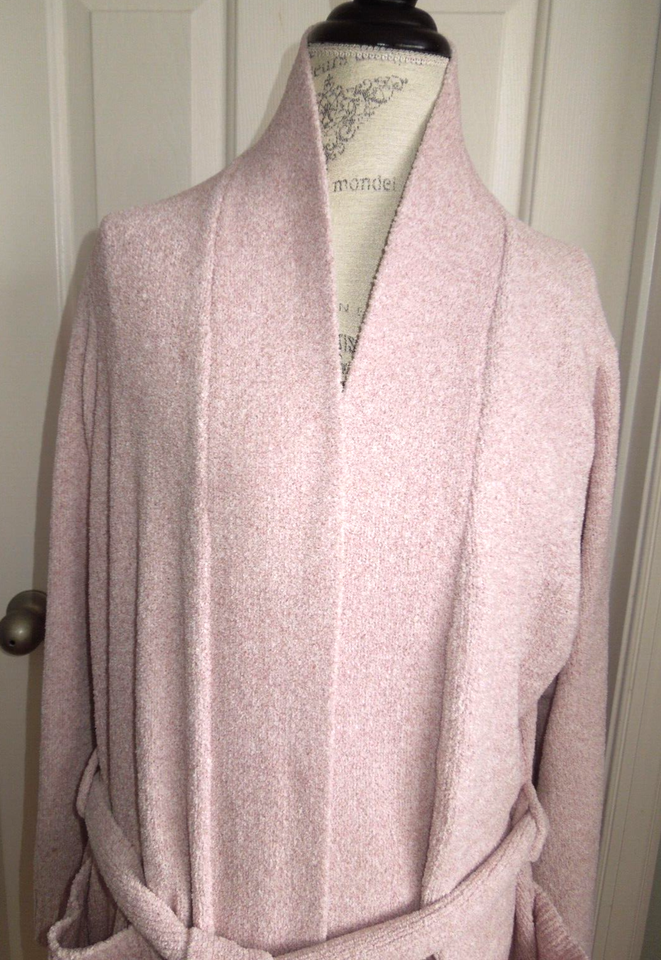 SUPER SOFT COMFY PALE PINK KNIT NATORI WOMEN'S WRAP AROUND ROBE w/TIE ...