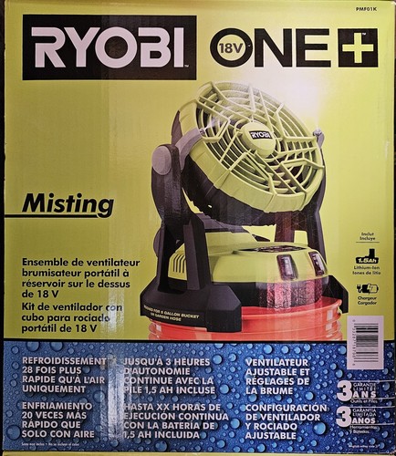 Ryobi 18V One+ Portable Bucket Top Misting Fan Kit, PMF01K, New Sealed ...