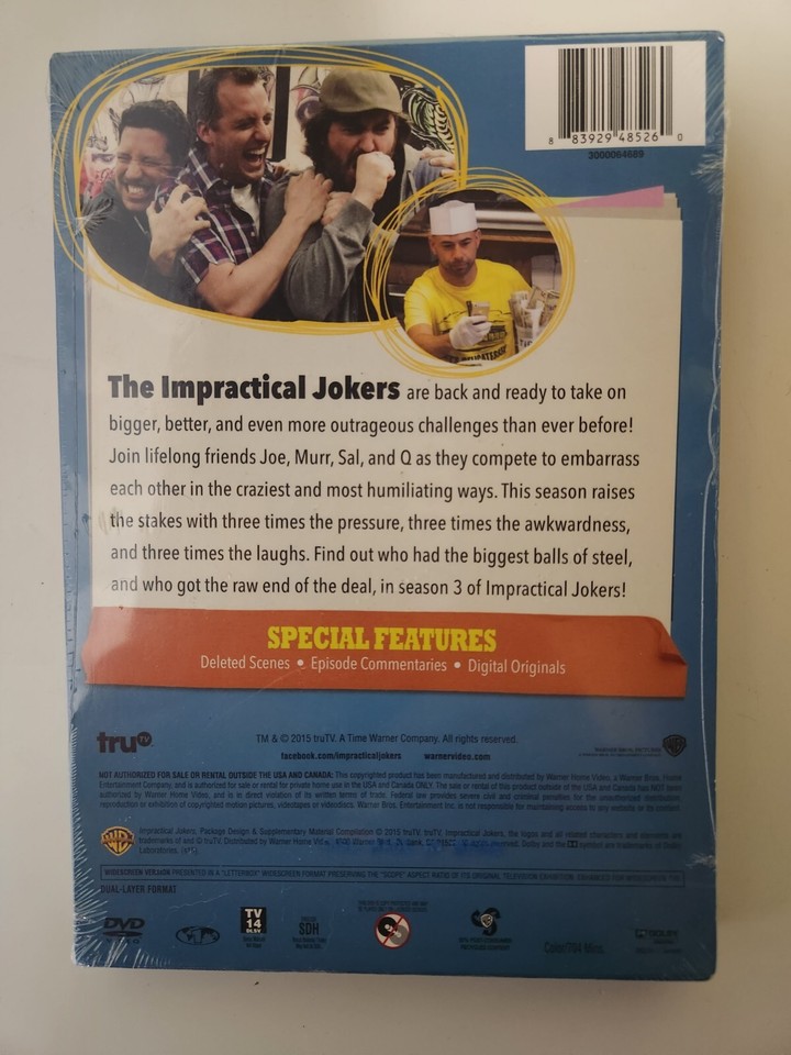 Impractical Jokers Complete 3rd Third Season 3 Three ~ BRAND NEW 4-DISC ...