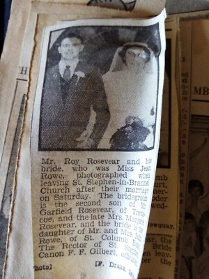El36 Epheme 1958 picture wedding Roy rosevear Jean Rowe St columb | eBay UK
