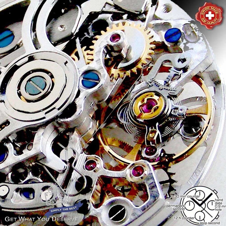 MOVEMENT ETA VALJOUX 7750, AUTOMATIC CHRONOGRAPH, SKELETON, RHODIUM ...