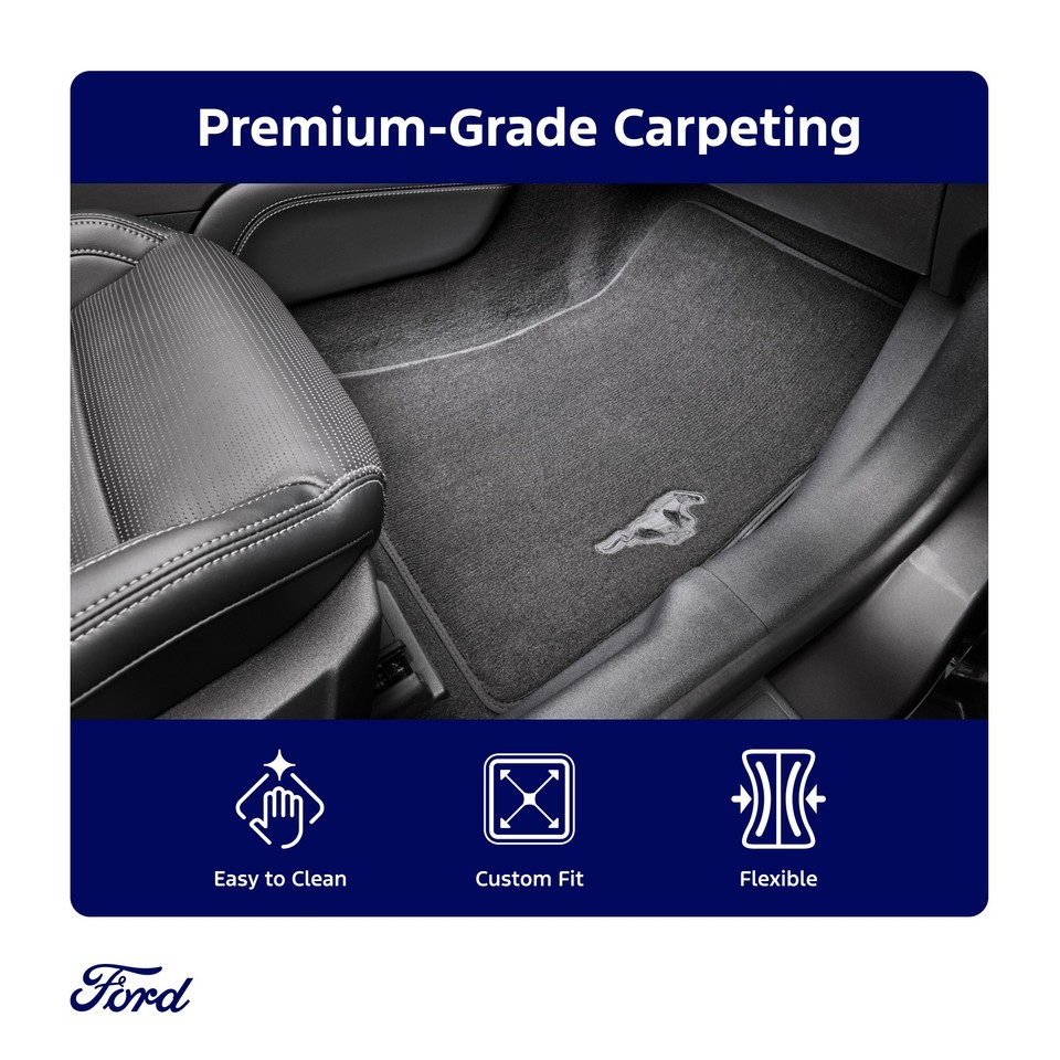 Mustang® 2015-2026 Black Rug Front Driver Passenger Side Carpet Floor ...