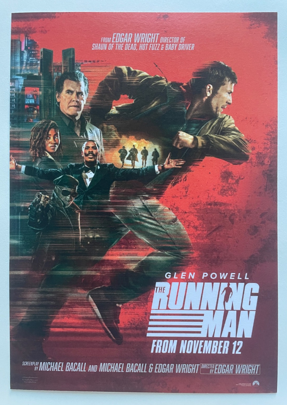THE RUNNING MAN (2025) Cinema Mini Movie Poster Card Glen Powell Edgar ...