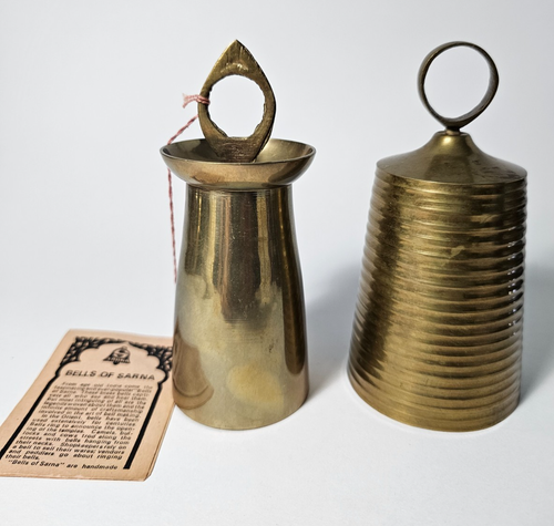 Two Brass Bells - 1 Sarna w Tag (Patang-Bazi) and 1 w Loop Handle | eBay