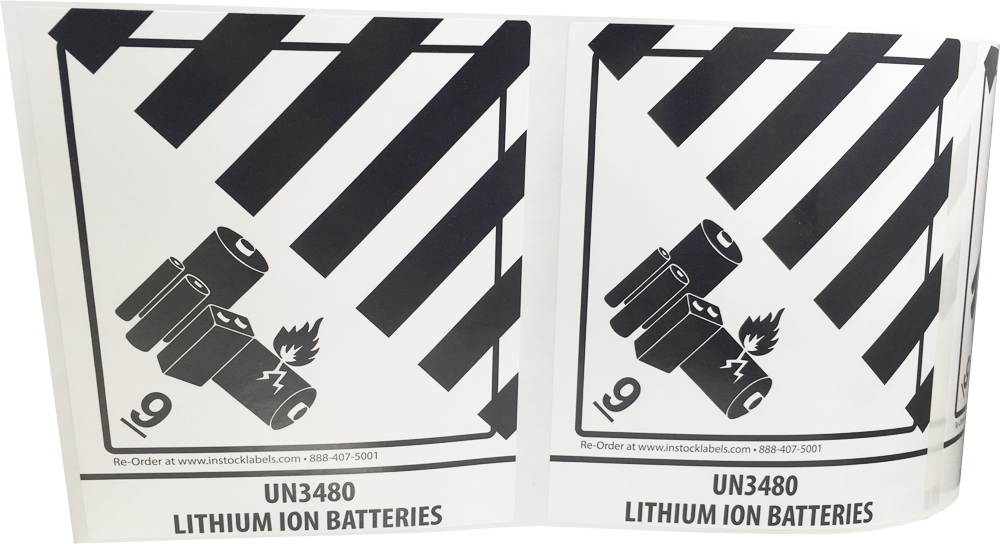Hazard Class 9 UN3480 Battery Stickers | 4 x 4.75" Inches Wide | 500 ...