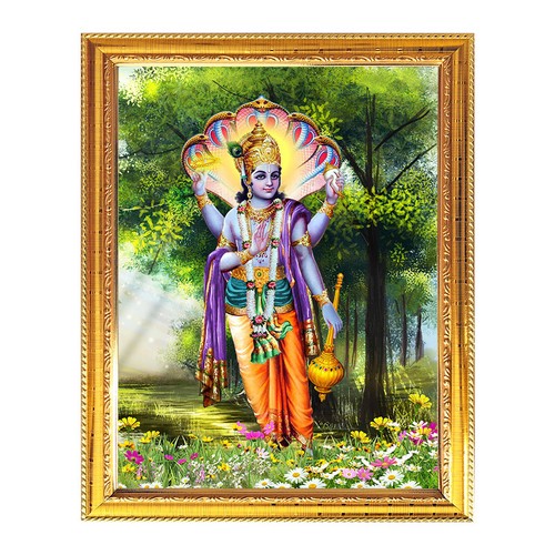 Lord Bishnu Ji Photo Wooden Frame 30 x 24/42 x 32 cm Temple Decoration ...