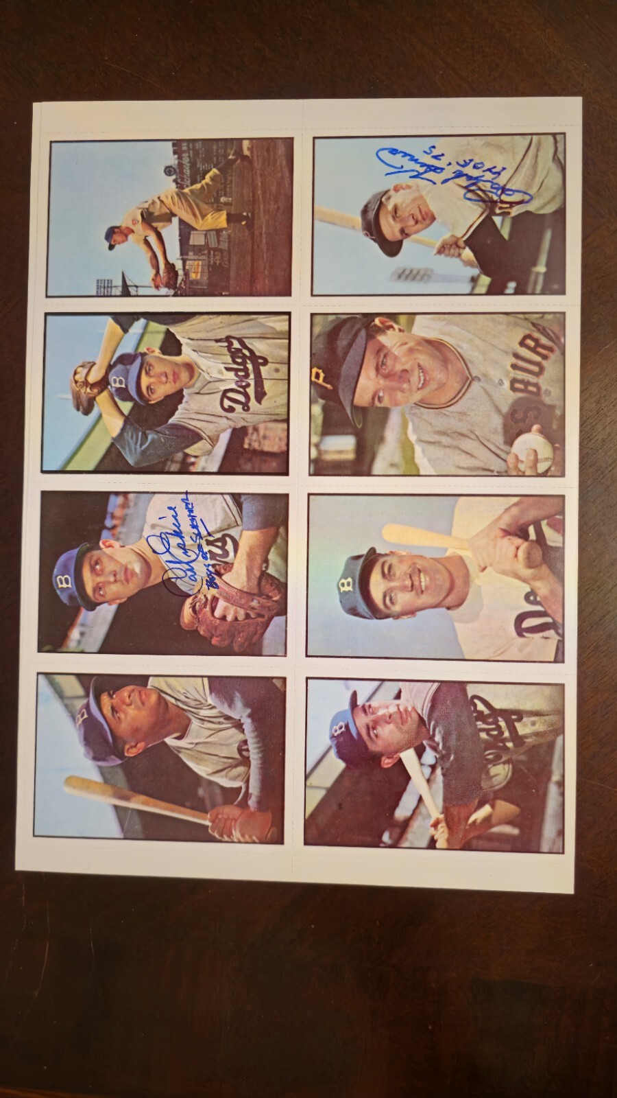 SINGED UNCUT BASEBALL TRADING CARD SHEET COLLECTIBLE MEMORABILIA DOVER ...