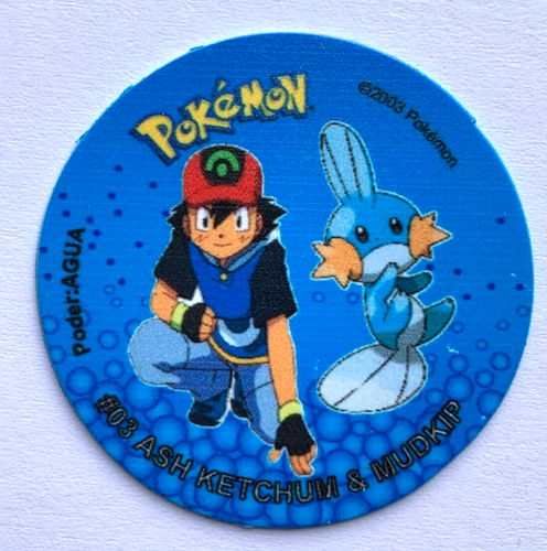 TAZO POKEMON EC #03 ASH KETCHUM & MUDKIP 2022 Hoenn PERU South America ...