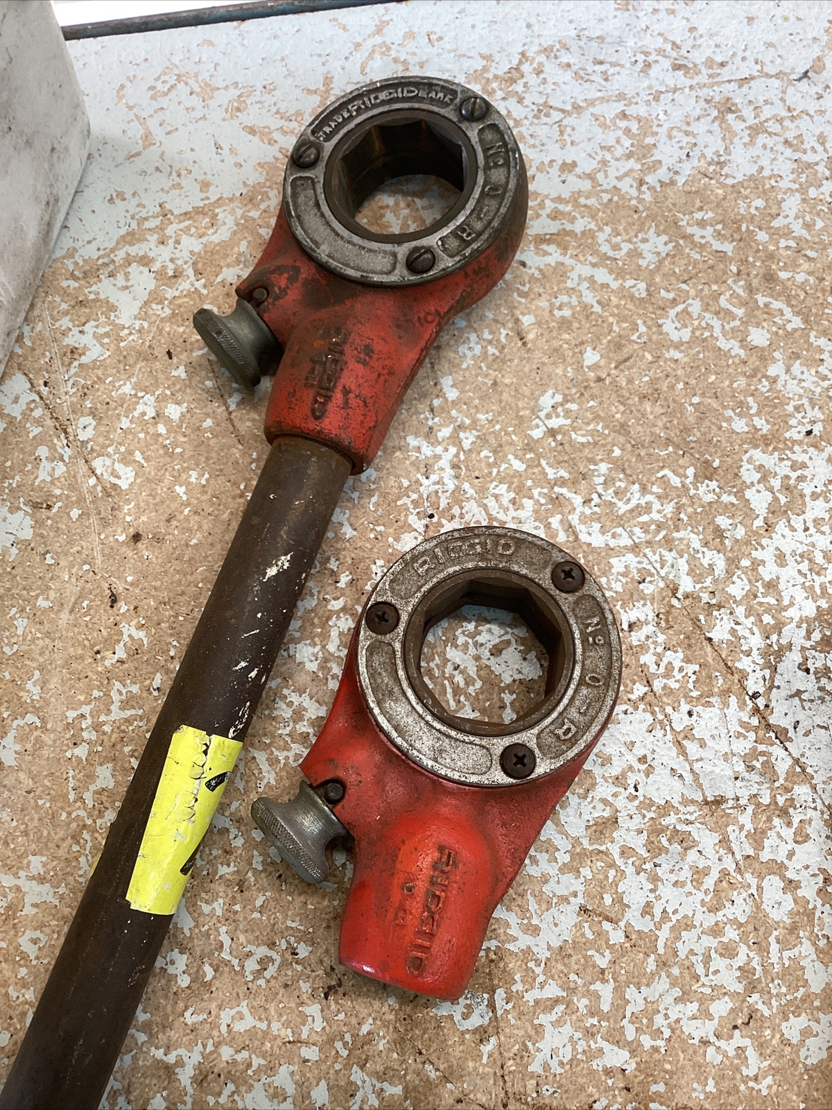 Ridgid #O-R rachet heads w/1 handle pipe threader | eBay