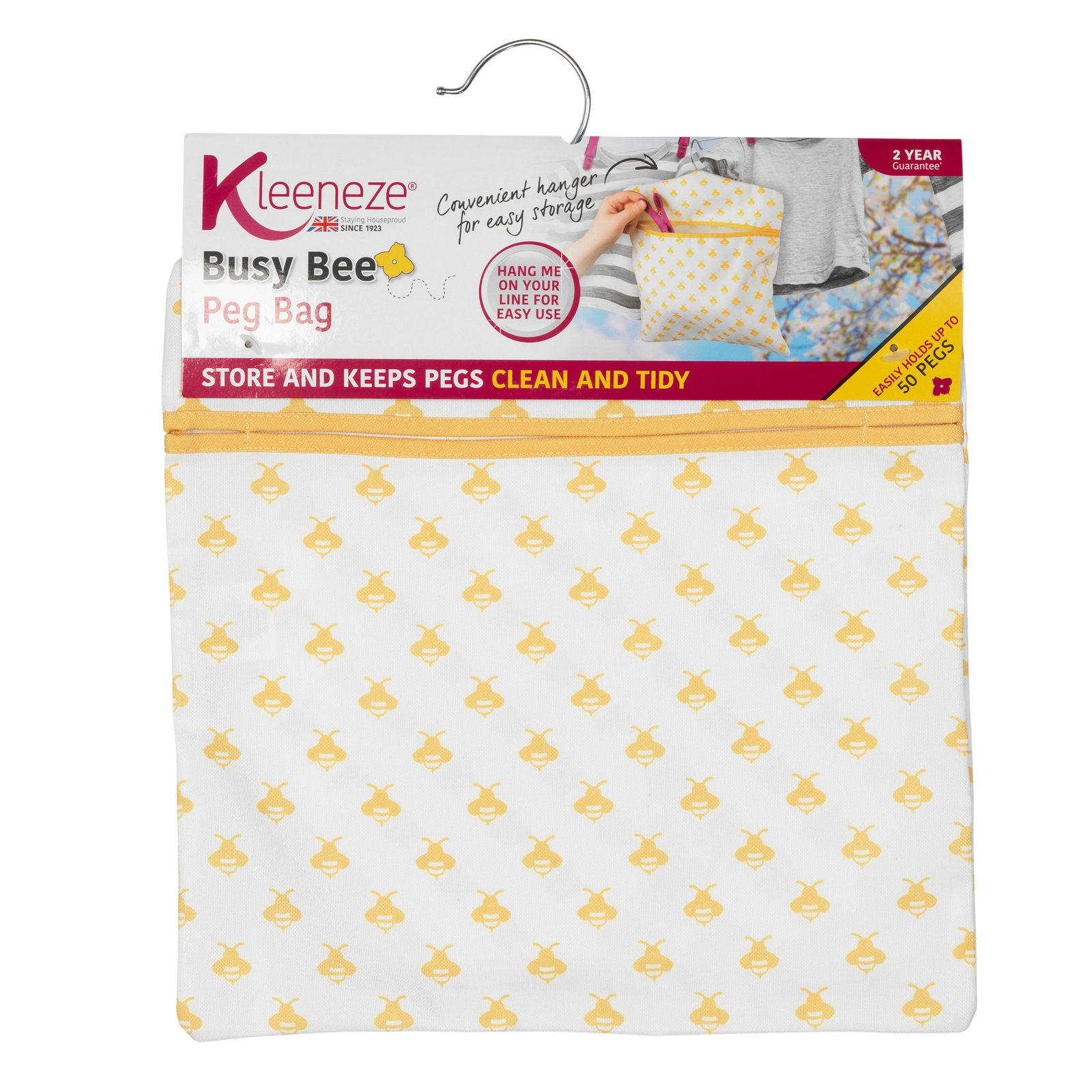 Kleeneze Peg Bag Hanging Washing Line Clothes Peg Holder 30x33cm Busy ...