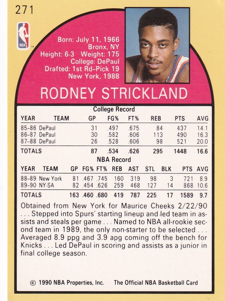 1990-91 NBA Hoops - #271 Rod Strickland for sale online | eBay