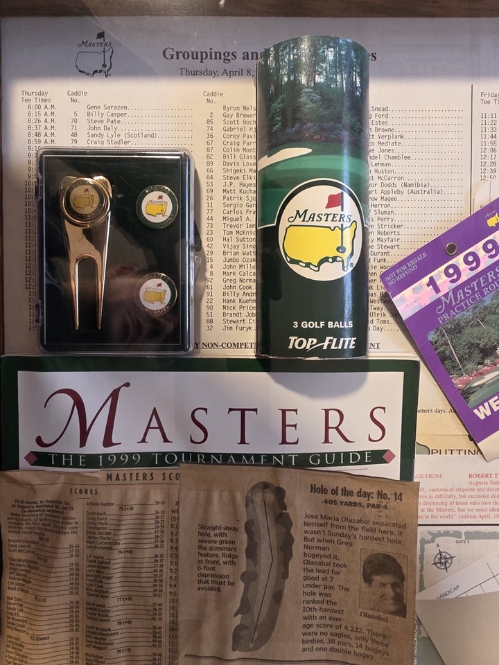 1999 Masters Tournament Memorabilia Shadow Box – Augusta National ...