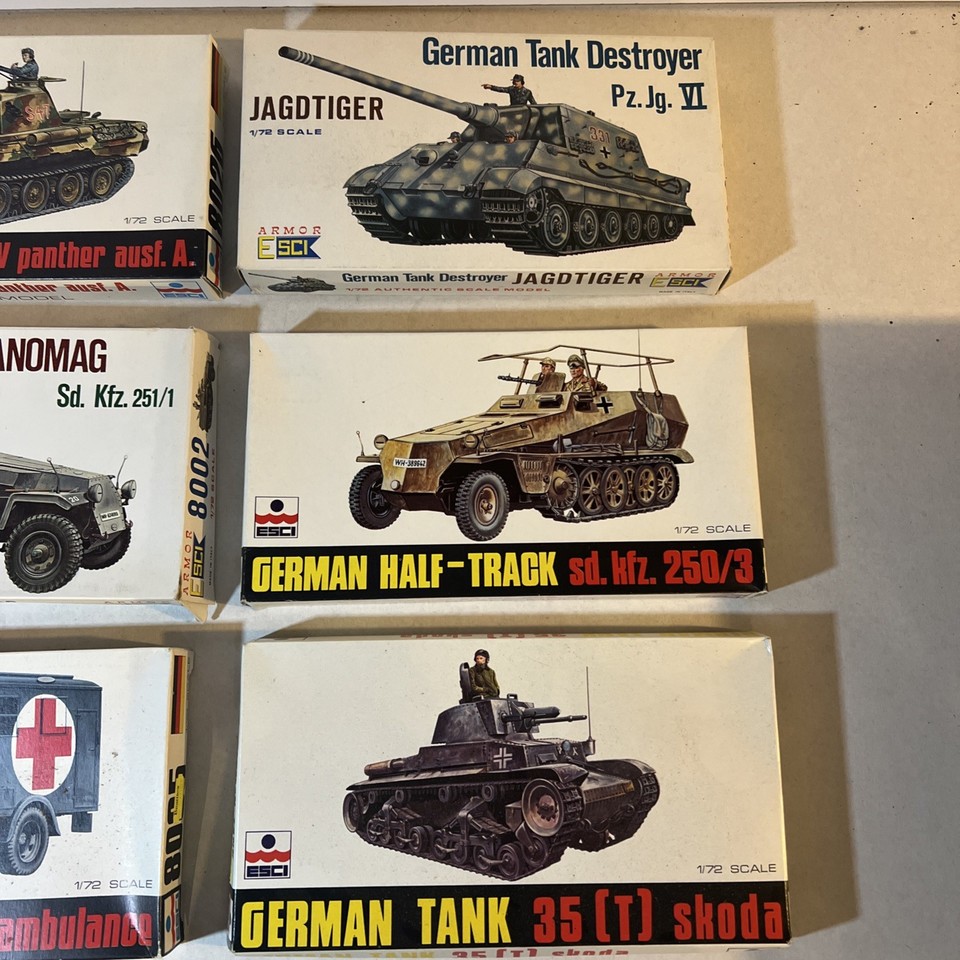 LOT OF (6) VINTAGE 1970'S ESCI 1/72 GERMAN WORLDWAR II MODEL KITS - new ...