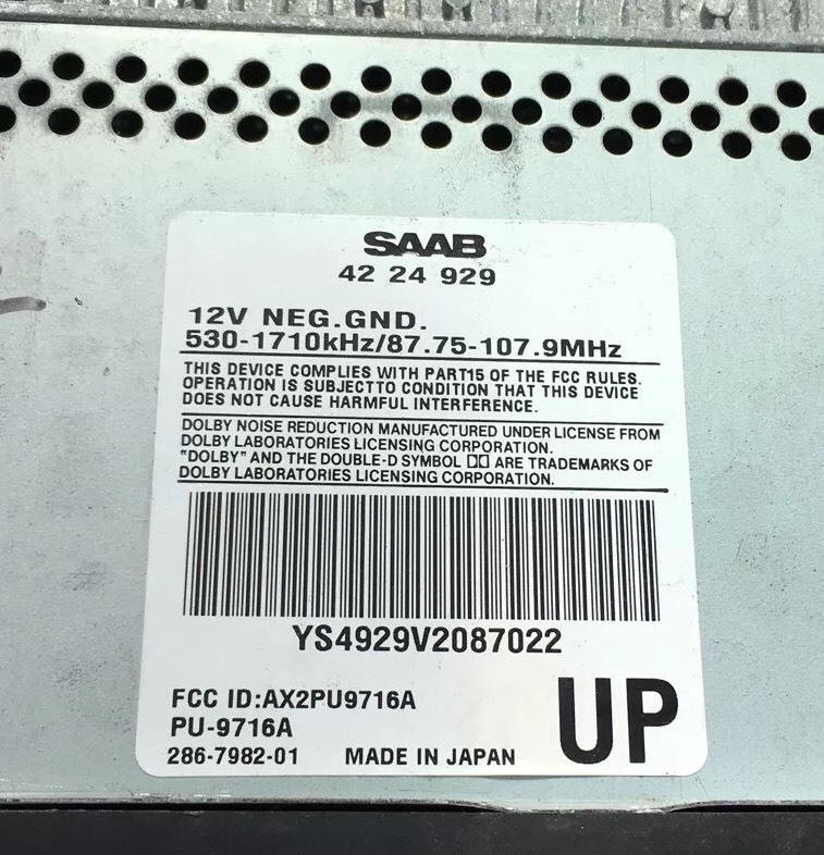Saab 900 Am FM Radio Cassette Player OEM 4224929 for sale online | eBay