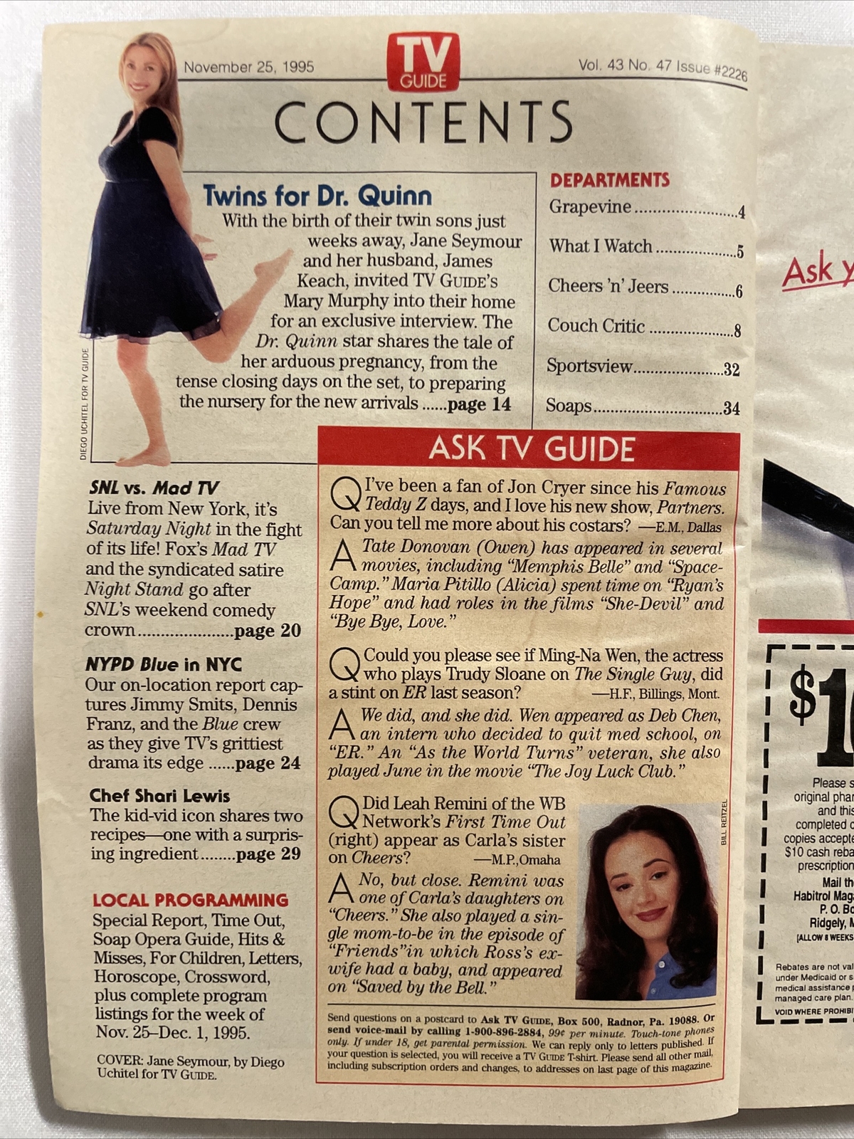 1995 November 25, TV Guide Magazine, Jane Seymour (SM6) | eBay