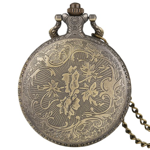 Steampunk Quartz Pocket Watch Wolf Design Bronze Necklace Full Hunter ...
