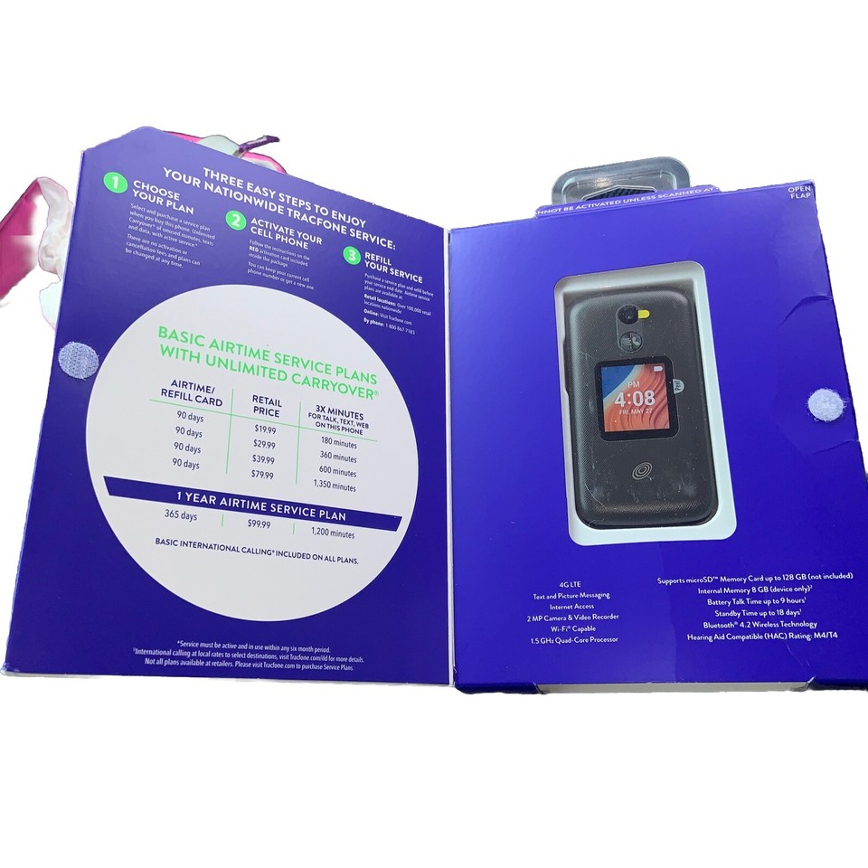 TracFone TCL Flip 2 8GB Black Prepaid Locked T408DL | eBay